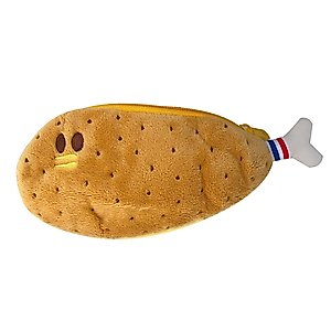 HSYHERE Creative Cute Novelty Funny Face Simulation Food Fruit Chicken Leg Yellow Banana Character Soft Stuffed Surface Clothes Zipper Pencil Box Pencil Case Pencil Holder Pouch Pen Bag -Chicken Leg