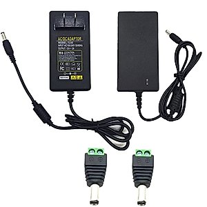 12V 3A PowerAdapter Adapter,AC Power Supply 36W Max Convert Transformer Plug /100-240V 5.5mmX2.1with Female Barrel Connector to Screw Adapter for CCTV Camera System&LED Strip (36, Watts)