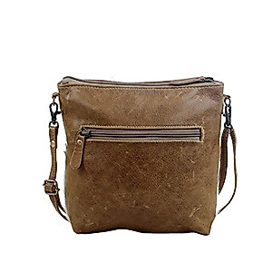 Myra Bag Engraved Crossbody Bag Upcycled Cowhide & Leather S-2877
