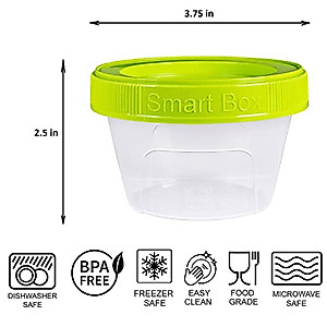 ARNO Food Containers Screw Seal Lid Twist Top Storage Organizer Twist Cap 7.25 OZ Set of 6 BPA Free