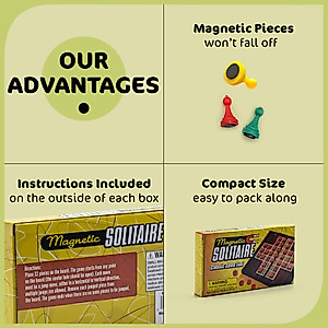 Srenta 5” Mini Magnetic Board Games, Compact Travel Design Set, Includes 12 Different Retro Board Games, Best Gift Idea for Kids,