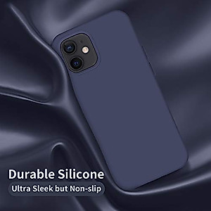 Cordking Designed for iPhone 12 Case, Designed for iPhone 12 Pro Case, Silicone Shockproof Phone Case with [Soft Anti-Scratch Microfiber Lining] 6.1 inch, Navy Blue