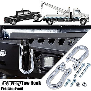 X AUTOHAUX Left Right Front Recovery Tow Hooks Kit 84072464 for Chevy for Chevrolet Silverado for GMC Sierra 1500 2007-2019 Silver Tone