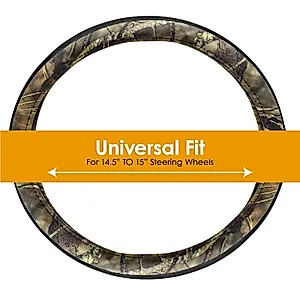 Mossy Oak Steering Wheel Cover by LPI Truck; Heavy Duty 600D Oxford Material with Mossy Oak Break-up Country Camoflauge; Fits All Car, SUV, Mini-Van and Truck with Steering Wheel Size 14.5" to 15"