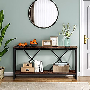 Tribesigns 70.9 Inch Extra Long Console Table, Industrial Narrow Sofa Table Entry Table Behind Couch Table with Open Storage Shelf, Rustic Entryway/Hallway Table for Living Room (Vintage Brown)