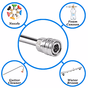 POWER TOWN Pressure Washer Extension Wand, 60 Inch Stainless Steel Upgrade Power Washer Lance, 1/4 Inch Quick Connect, 2 Pack