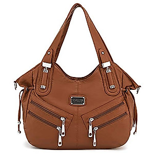 Scarleton Purses for Women, Top Handle Hobo Tote Bag, Faux Leather Satchel Shoulder Bag Large, H147604A - Brown