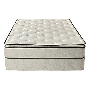 NUTAN 10-Inch Medium Plush Pillowtop Innerspring Mattress and 4" Wood Box Spring for Mattress, Queen, Beige