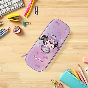 SOOCUTE Pencil Case For Girls Cute Anime Pencil Box For Kids Kawaii Pen Pouch School Supplies Stationery Organizer Box Purple