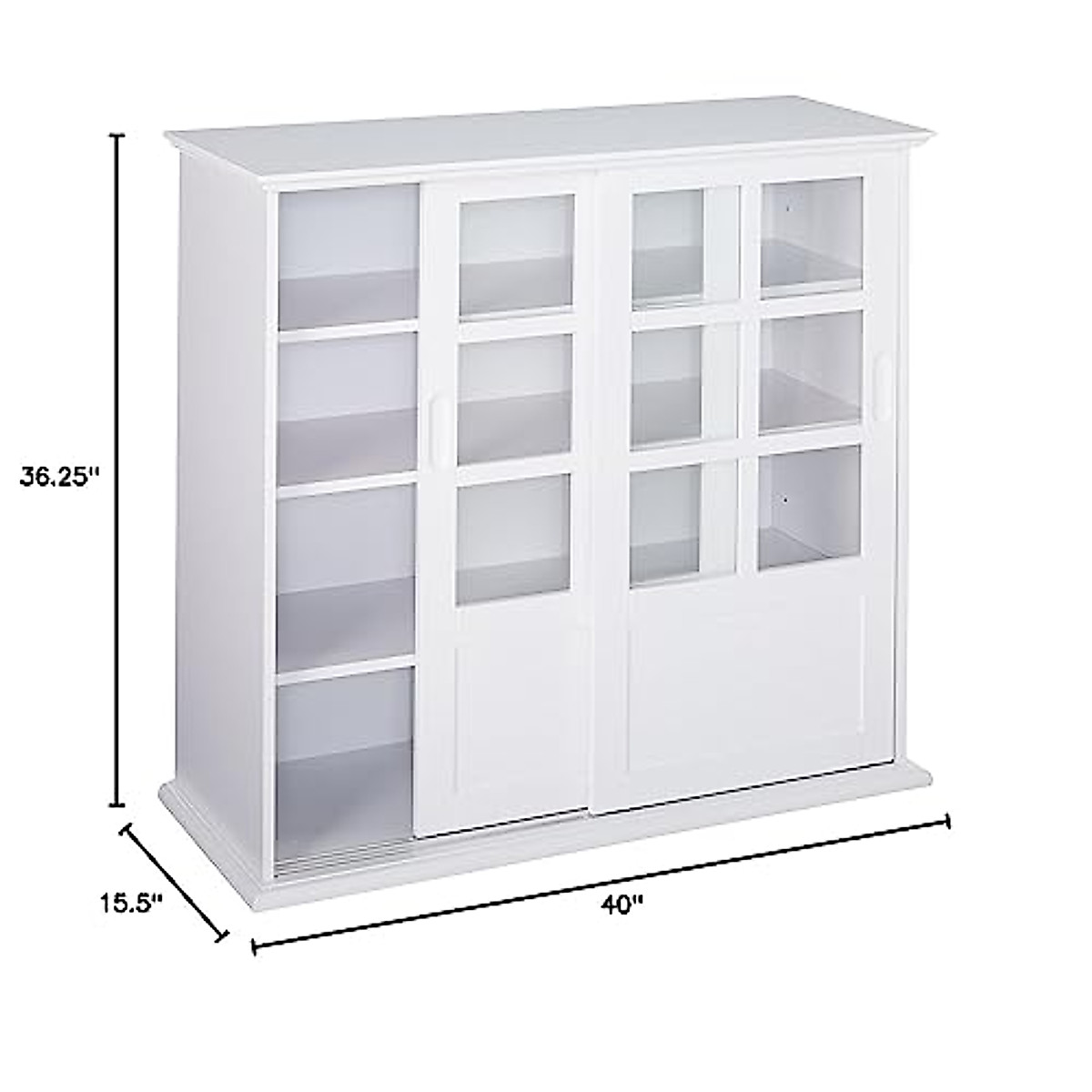 Kings Brand Furniture Holmes White Wood Curio Cabinet with Glass Sliding Doors