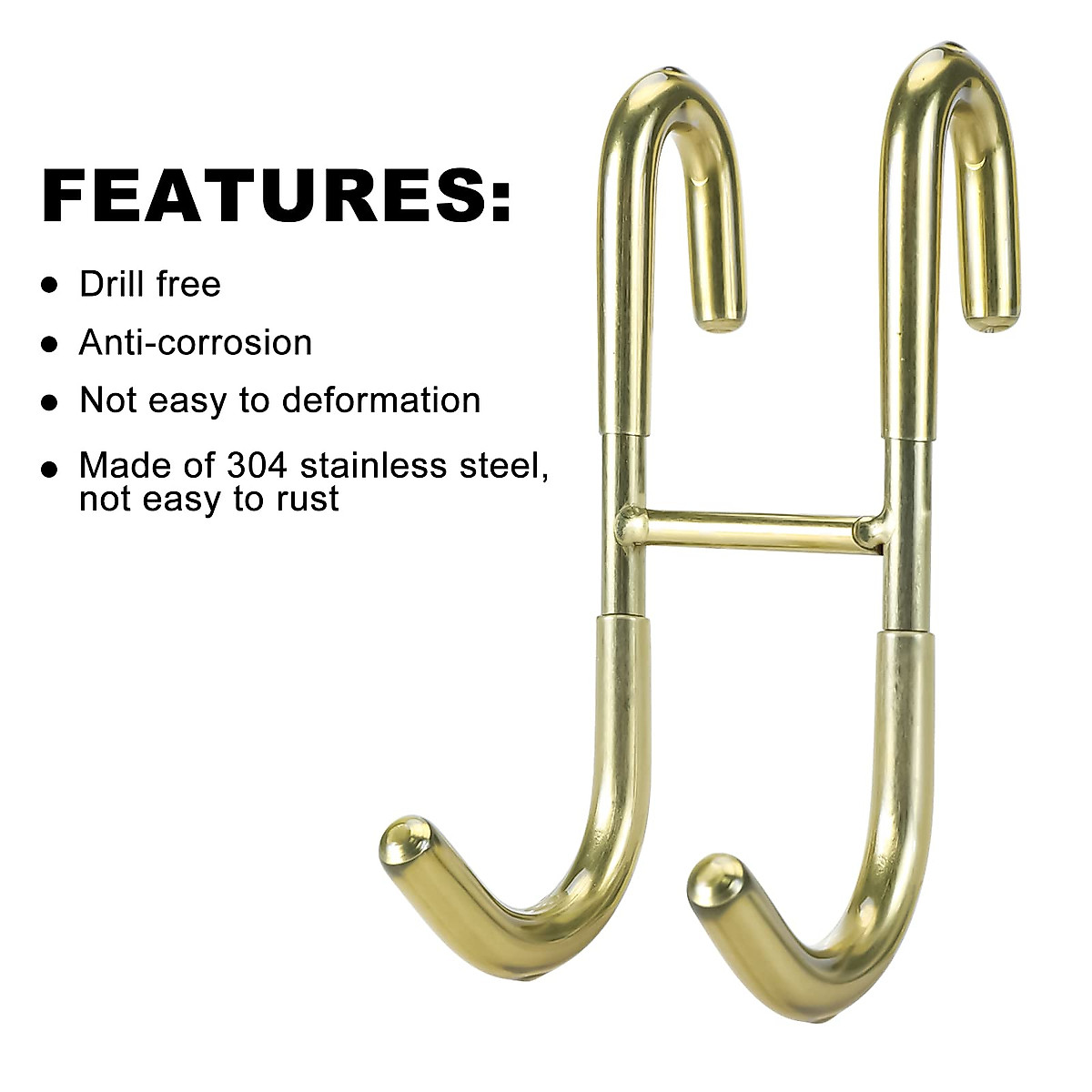 4 Pack Shower Glass Door Hook, Golden Towel Hooks for Bathroom, 304 Stainless Steel Rack Hooks Drilling-Free Hanger