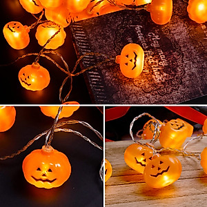 Halloween Decorations 19.7Ft 40 LED Pumpkin String Lights, Halloween Decor Indoor Outdoor Clearance Halloween Lights Battery Operated for Home Garden Yard Decorations Holiday Lights Party Supplies