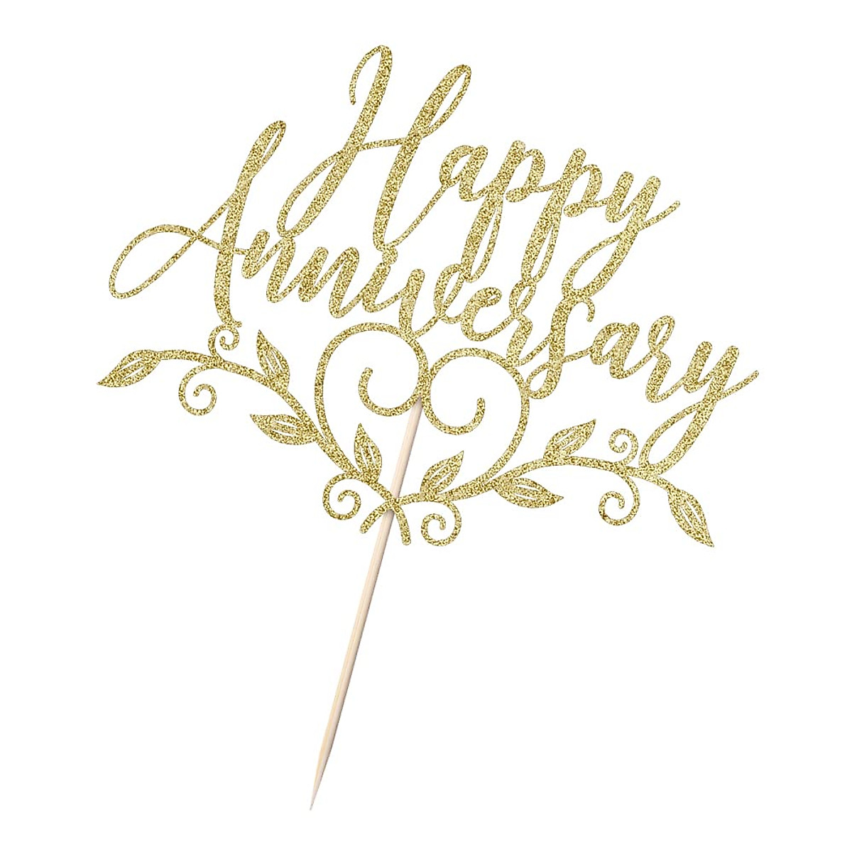 Sodasos Glitter Happy Anniversary Cake Topper,Wedding Anniversary Cake Toppers, Happy Anniversary Party Decorating supplies (gold)