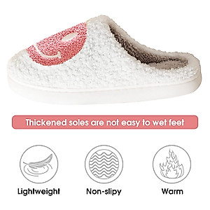 Smile Face Slippers for Women Happy face slippers Retro Soft Plush Warm Slip-on Slippers, Cozy Indoor Outdoor Slippers