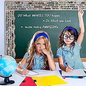 2.5 ft Motivational Classroom Bulletin Board Border Inspirational Quote Border Trim Greenery Scalloped Border Back to School Borders for Board Chalkboard (Rustic Style)