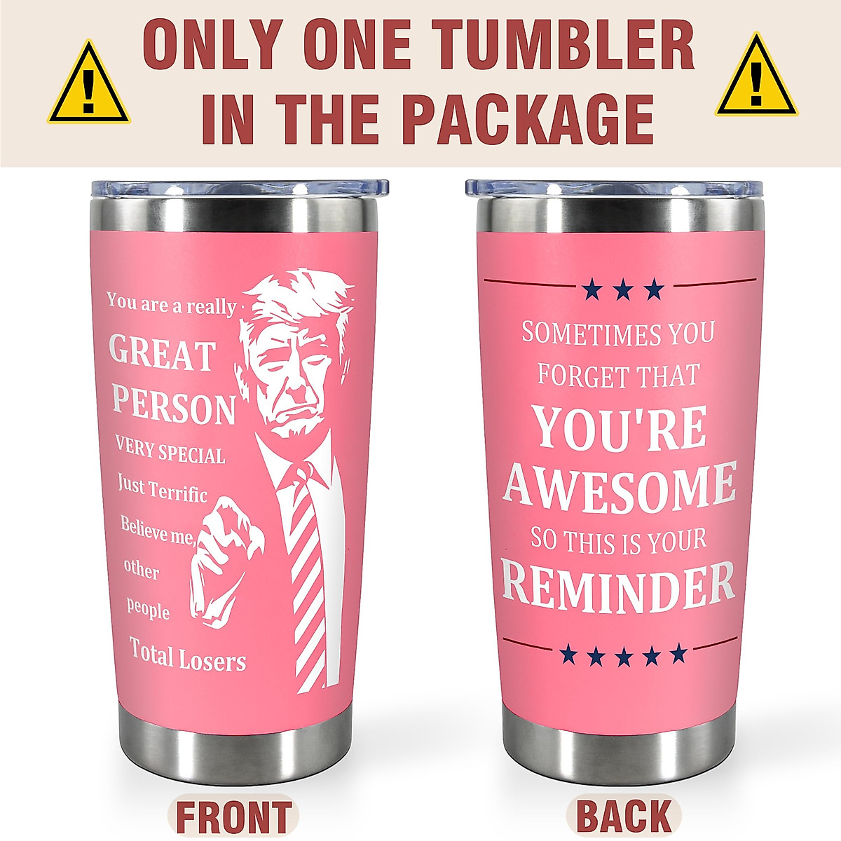 20oz Travel Coffee Mug, Sometimes You Forget You Are Awesome Coffee Tumbler, Thank You Gifts for Men Women, Inspirational Gifts, Stainless Steel Tumbler with Lid and Straw, 20 Oz Tumbler, Pink