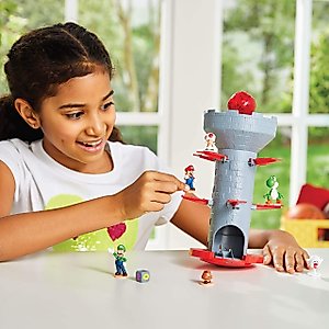 Epoch Games Super Mario Blow Up! Shaky Tower Balancing Game - Tabletop Skill and Action Game with Collectible Super Mario Action Figures (Pack of 1)
