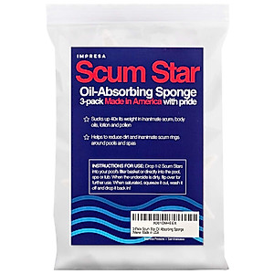 IMPRESA 3-Pack Scum Star Oil Absorbing Sponge - Excellent Absorber for Hot Tub, Spa and Swimming Pool Use - Compare to The Bugs and Balls - Made in USA
