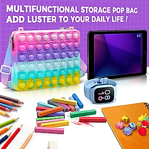 MooonGem Pop Purse for Women, Big Fidget Purse for iPad, Pop Shoulder Bag