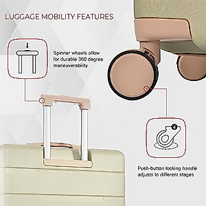 Merax 3 Pcs Expandable ABS Hardshell Luggage Sets with Spinner Wheel Suitcase TSA Lock Suit Case, Golden Green, (20/24/28)