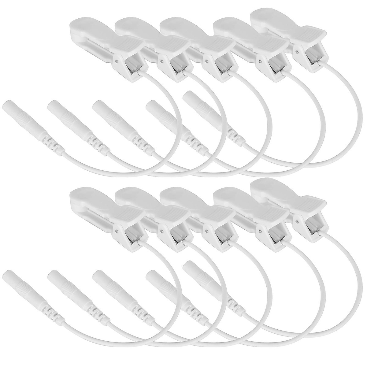 LIZEALUCKY 10pieces 2.0mm Ear Clip Electrode Wire Electrode Lead Cable Connecting Cable for Digital TENS Massage Machine Breast Ear Massage Clip