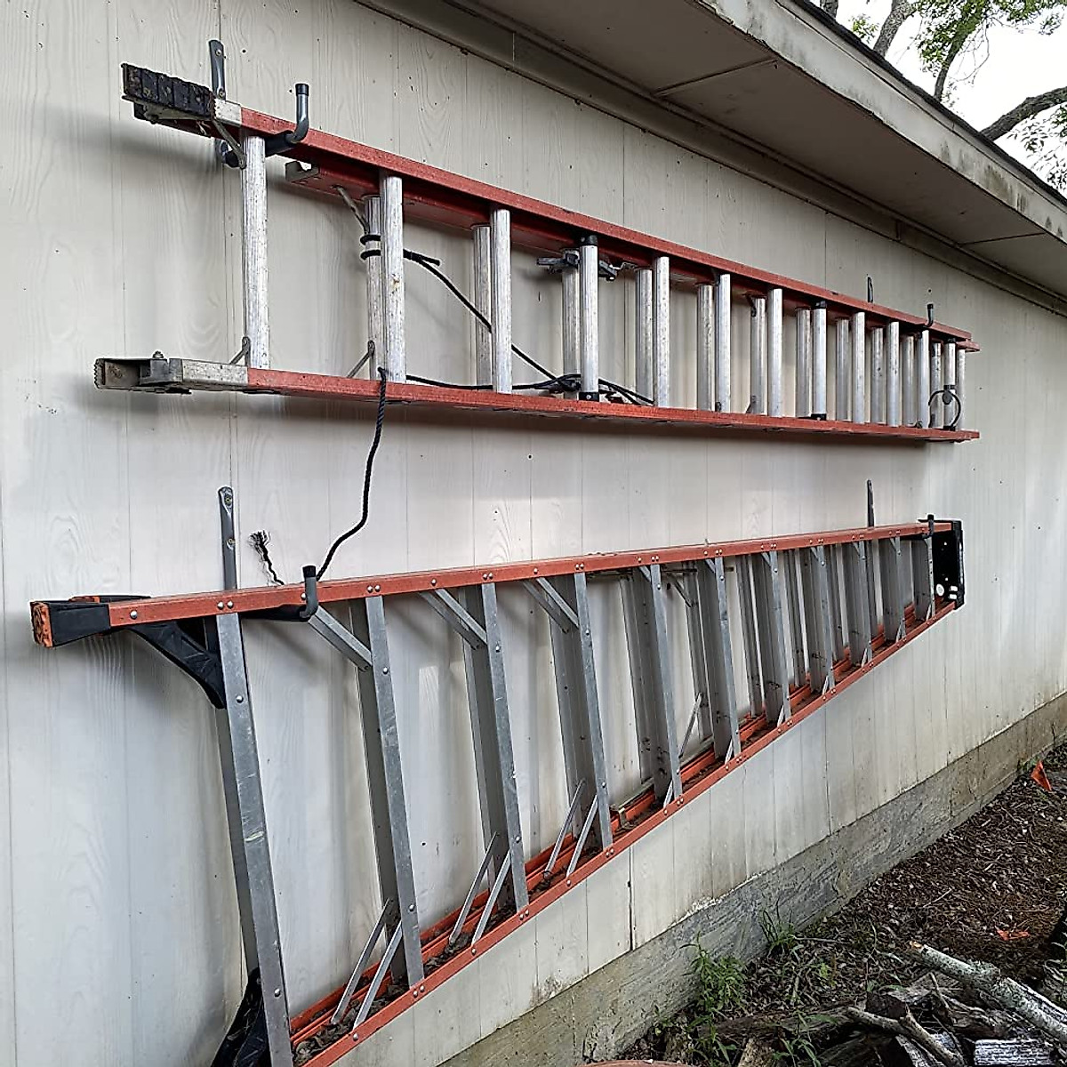 Ihomepark Heavy Duty Garage Storage Utility Hooks with Jumbo Arm, Wall Mount Garage Brackets Hanger & Organizer for Ladder Tool Chair Hose(6 Pack - Black)