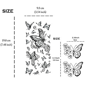 Black Butterfly Temporary Tattoos for Women Sexy 9 Pcs by Yesallwas,Waterproof long lasting Fake Tattoos Stickers for Arms Shoulders sexy body tattoos