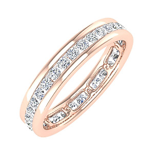 FINEROCK 1/2 Carat Channel Set Diamond Wedding Eternity Ring Band in 14K Rose Gold (Ring Size 5.5)