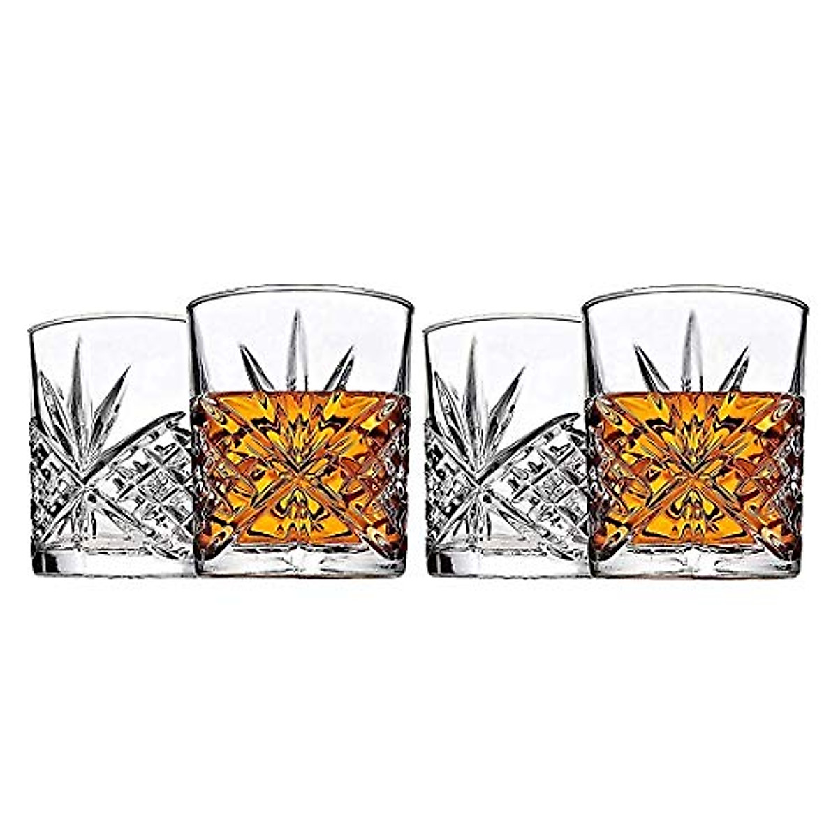 James Scott Liquor Decanter 5-Piece Irish-Cut Crystal Decanter & Whiskey Glasses Set - for Whiskey, Wine and Bourbon - Includes 24 oz. Decanter with Stopper and 4 x 11 oz. Glasses | Beautiful Gift Box