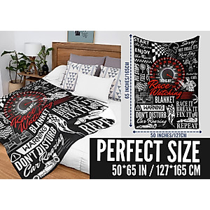 InnoBeta Car Racing Gifts, Cool Speed Racing Car Throw Blanket for Kids Boys 50"x65", Perfect for Sofa Bed Couch, Car Racing Quotes