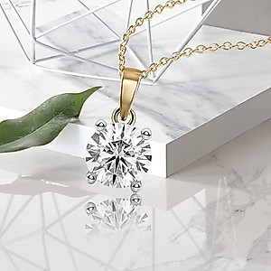 FRIENDLY DIAMONDS 1 1/2 Carat | 14K Yellow Gold | IGI Certified Lab Created Diamond Solitaire Pendant Necklace
