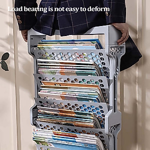 Atkits Rolling Book Shelf Organizer 6 Tier Movable Bookshelf Cart Magazine Rack Book Carts with Wheels for Bedroom Living Room Home School,Purple