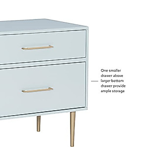 Linon Modern Ice Blue Gold Hardware Lennon Two Drawer Nightstand