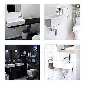 Gimify Bathroom Corner Wall Mount Sink Ceramic White for Small Bathroom, Right Hand, Sink Only