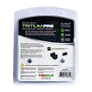 TruGlo Tritium Pro Glow in the Dark Gun Handgun Glock Pistol Laser Sight Accessories with Rear Colors for Beretta PX4 Storm and Green Light, Black