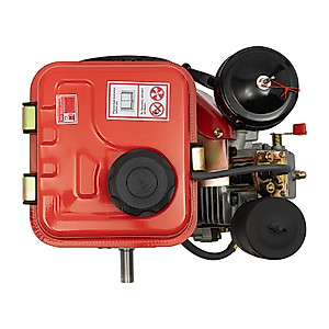 4-Stroke Diesel Engine 196CC Single Cylinder Forced Air Cooling Multi-Purpose Engine, Manual Recoil Start Horizontal Shaft Engine for Pasture Management Machines Small Agricultural Machinery Fields