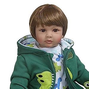 iCradle Angelbaby Reborn Baby Dolls Toddlers Twins Boy and Girl Realistic Soft Silicone 24 inch Brown Hair Newborn Child Dolls Toys Toddler Size Gifts Set 2 pcs
