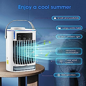 Ac for Bedroom - 4 in 1 Car Ac, Mini Portable Ac Unit USB Port, 3 Mist Modes | Mini Air Conditioner Cooling Fan for Room Bedroom Office Home Tent
