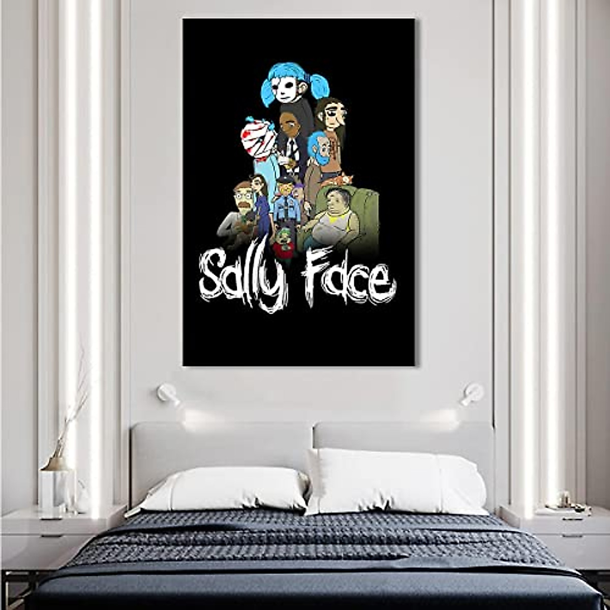 LHNY Sally Face Poster,Canvas Wall Art Aesthetic Vintage Posters & Prints Large Girl Teen Girls Pastel Office Men Hypebeast Black Playroom Gaming Preppy Cute Unframed 16x24 inches