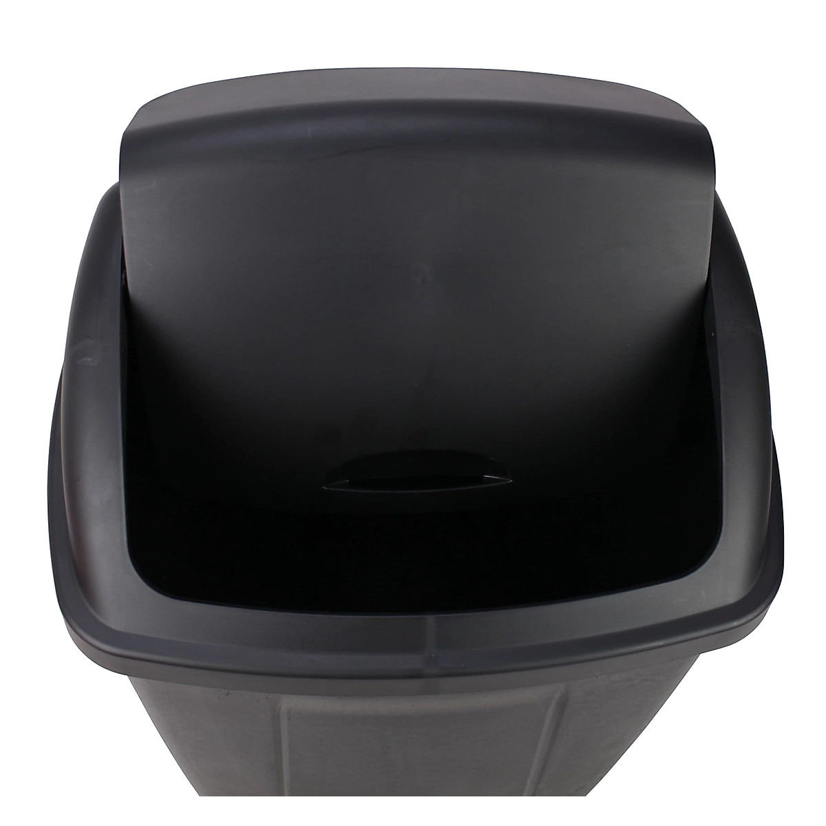 DqOasd Trash Can 13 Gallon with Swing Lid, Plastic Tall Garbage Can Indoor, Recycle Bin and Waste Basket for Home, Office, Garage, Patio, Restaraunt (Black), 1 Count