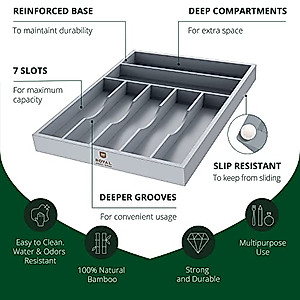 ROYAL CRAFT WOOD Gray Basic Silverware Drawer Organizer and Expandable Utensil Drawer Organizer