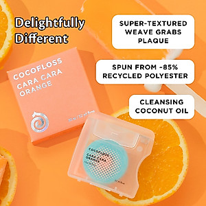 Cocofloss Woven Dental Floss, Dentist-Designed Oral Care, Orange Scent, Waxed, Expanding, Kid-Friendly String Floss with Coconut Oil, 1 Spool (33 yd)