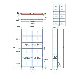 Home Square Tall 12-Shelf Double Wide Solid Wood 84" Bookcase, Set of 2, in Dry Oak