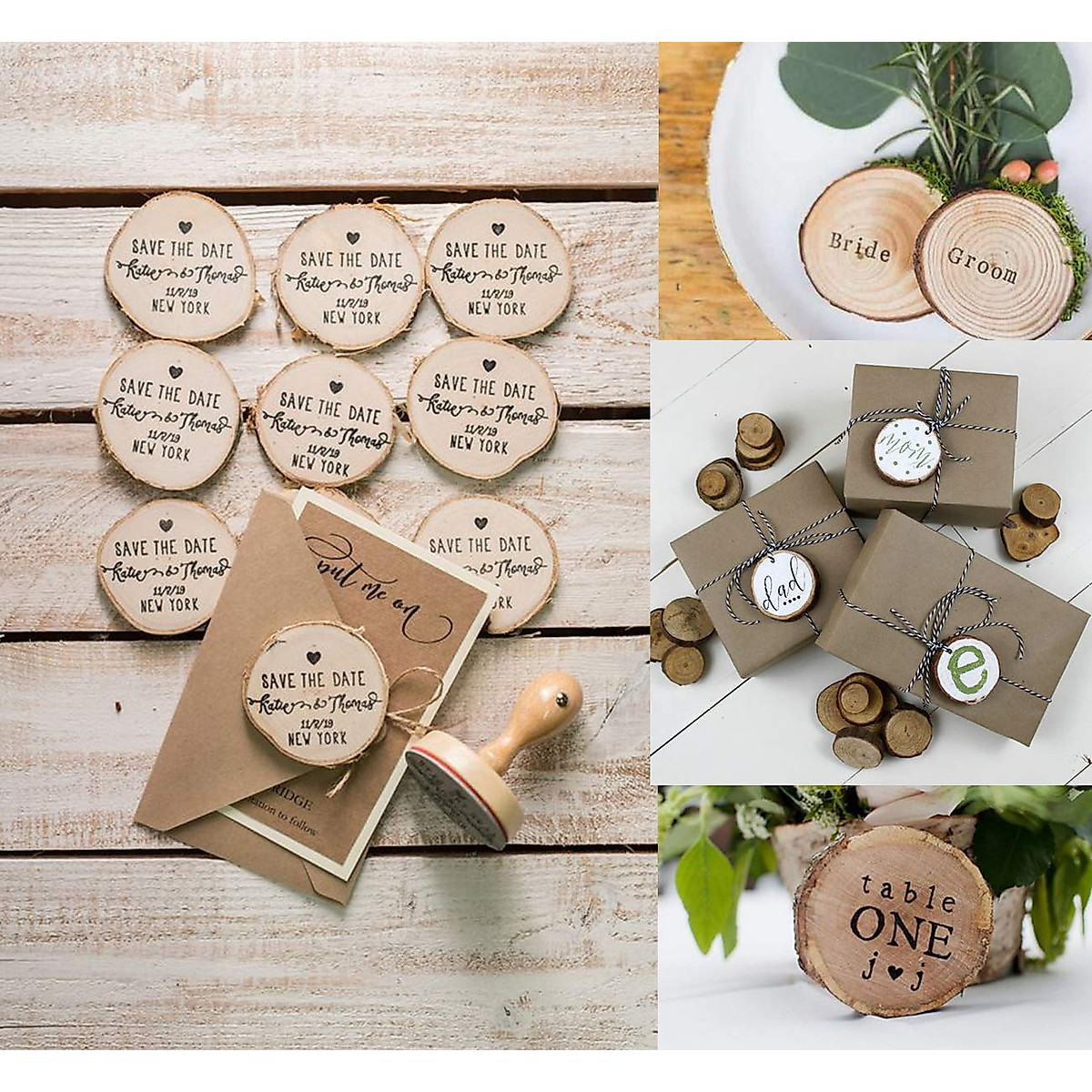 50Pcs Wood Slices 2.4"-2.8" Unfinished Natural Wood Rounds with Pre-drilled Hole and 66Feet Twine String, Wood Slices for Wood Burning Painting DIY Crafts Christmas Ornaments Party Wedding Decor