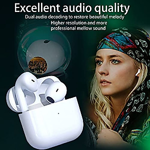 Wireless Earbuds Bluetooth 5.3 IPx7 Waterproof 3D Stereo Deep Bass Sports Mic Noise Reduction 40Hrs Playtime Mini Charging Case for Android iPhone Small Ears.