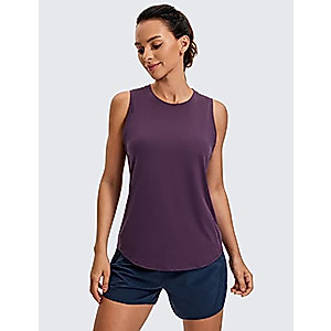 CRZ YOGA Lightweight Racerback Tank Tops for Women High Neck Workout Athletic Running Sleeveless Shirts Deep Crocus Violet3 Medium