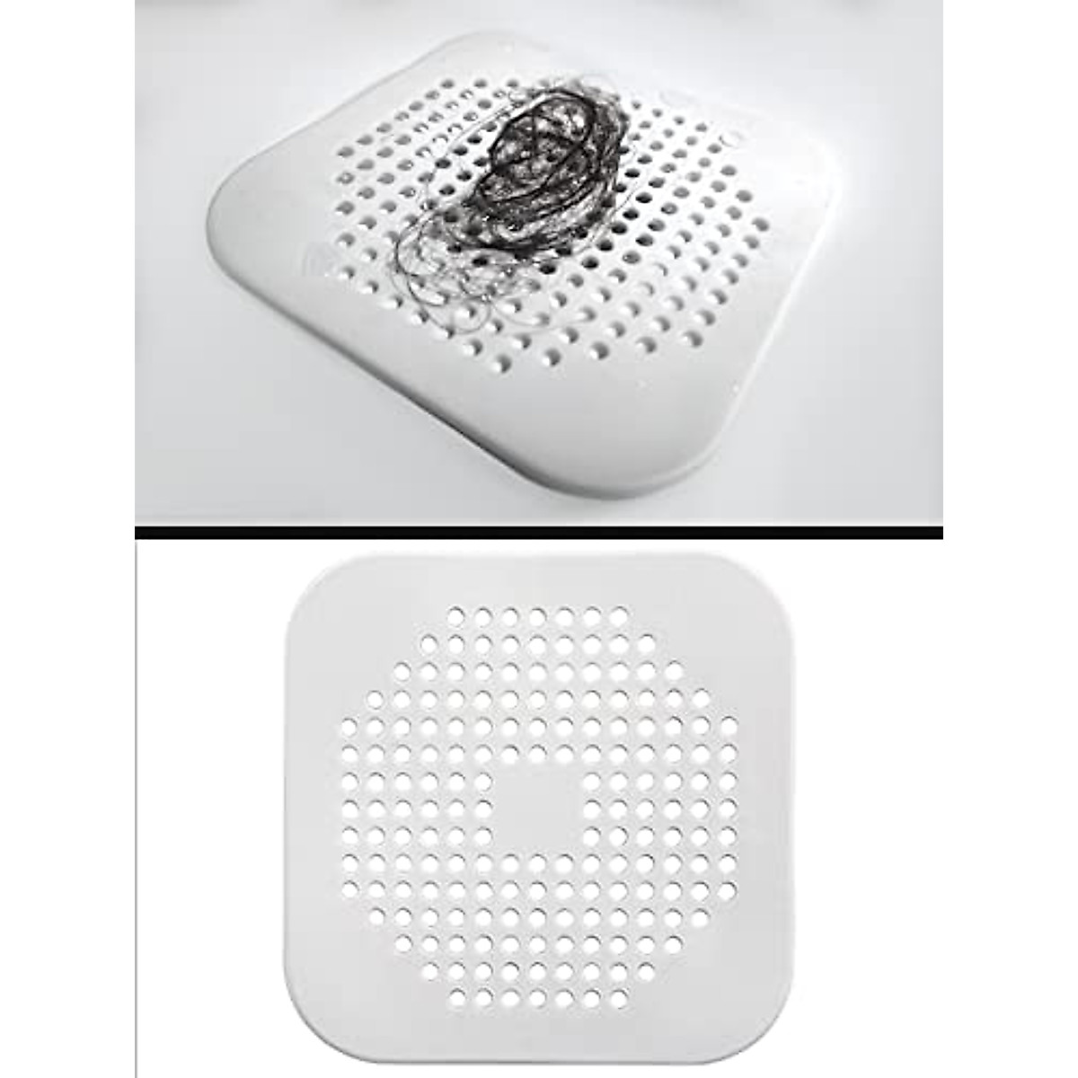 AG COMPANY 1 Pc white Rubber Silicone Square Sink Strainer Bathroom – Best Protection Flat Strainer Stopper with Suction Cups - Filter Shower Drain Cover Stall - Bathtub Hair Catcher Drain Covers.