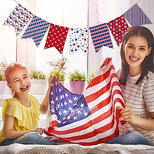 Whaline 12Pcs Patriotic Cotton Fabric Bundles 18 x 22 Inch Star Firework Fat Quarters 4th of July Quilting Patchwork Squares Independence Day Sewing Fabrics for DIY Handmade Crafting Home Party Decor