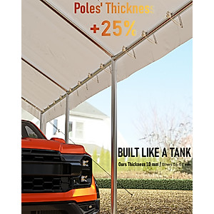 DEXSO Carport 13'x20' Heavy Duty Portable Garage, 1.0 mm Steel Poles & 180 g PE Waterproof Canopy, for Pickup Truck, and Boat, Green