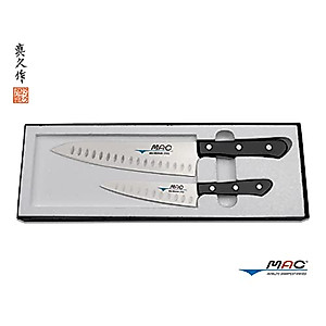 MAC Knife Chef series 2-piece starter knife set TH-201, TH-80 Chef series 8" Chef's knife w/dimples and TH-50 Chef series 5" Paring knife w/dimples, handcrafted in Seki, Japan